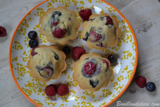 Muffins aux fruits rouges sans GLO (sans gluten, sans lait, sans œuf)