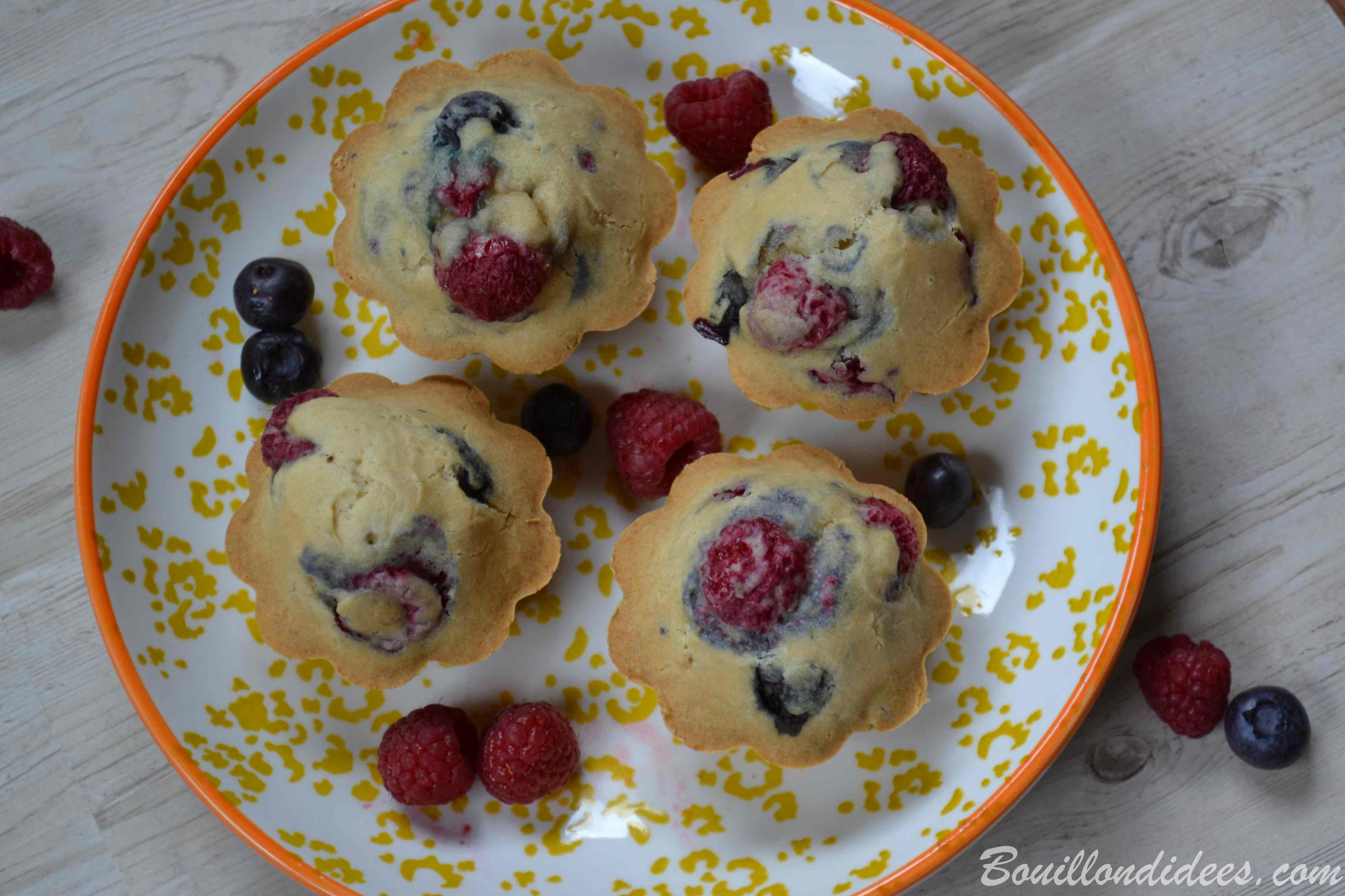 Muffins aux fruits rouges sans GLO (sans gluten, sans lait, sans œuf)